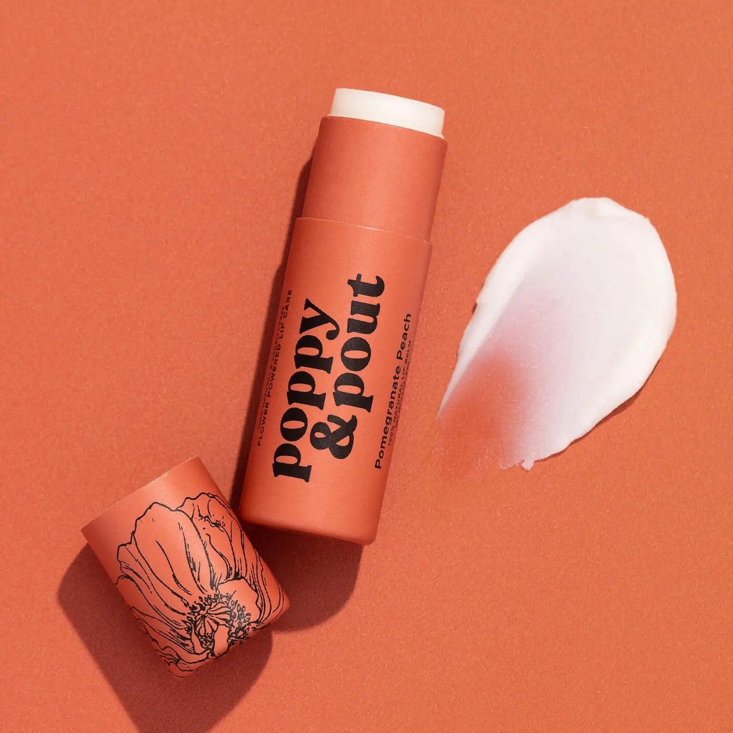 Poppy & Pout Lip Balm, Pomegranate Peach | Big Oak Farms Boutique