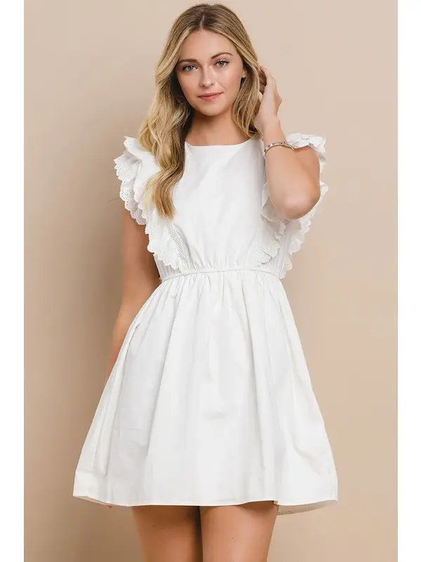 White Lace Ruffle Dress | Big Oak Farms Boutique